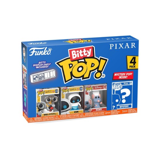 Funko Bitty Pop 4-pack Disney Pixar Wall-e, Eve, Remy, Mystery Pop!