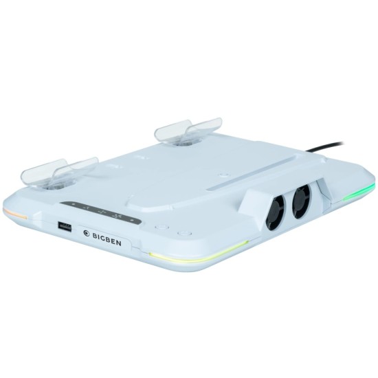 Charging Station With Fan Rgb/usb Hub/fan White Slim Nacon
